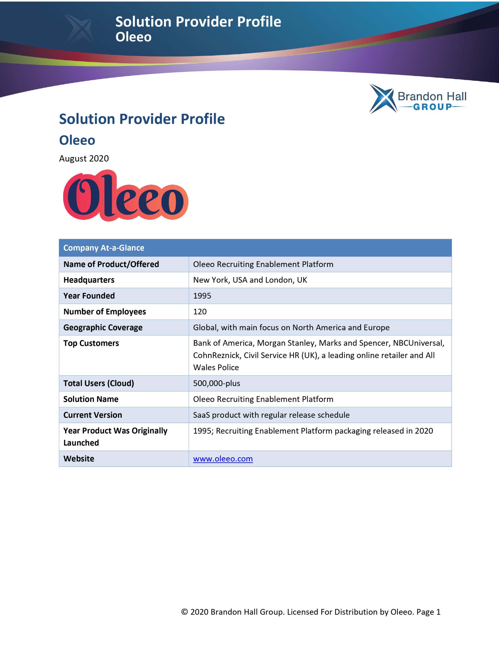 Brandon Hall Group | Oleeo as the Answer | Oleeo